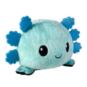 teeturtle - the original reversible axolotl plushie - blue + black - cute sensory fidget stuffed animals that show your mood 4 inch