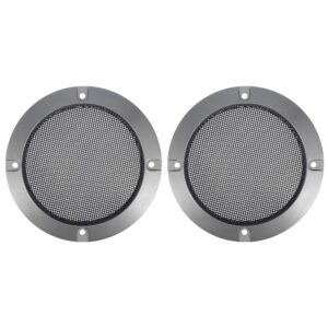 x autohaux 2pcs 3" titanium tone audio speaker cover mesh subwoofer grill horn glossy guard protector