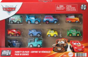 mattel disney and pixar cars mini racers 10-pack, collectible set with 10 toy vehicles, fan-favorite characters