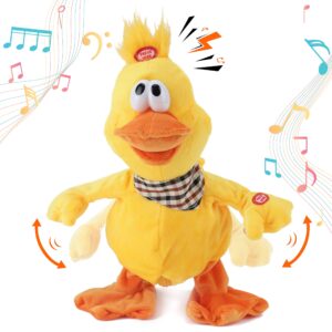 cuteoy 13" quacking duck musical stuffed animal plushies walking singing waving electronic interactive plush toy for kids boys easter