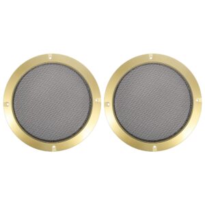 x autohaux 2pcs 6.5" gold tone car audio speaker cover mesh subwoofer grill horn glossy guard protector