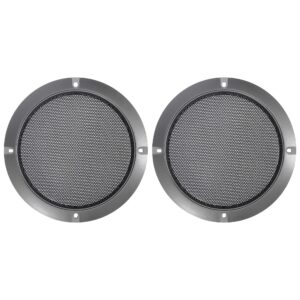 x autohaux 2pcs 5 inch titanium tone audio speaker cover mesh subwoofer grill horn glossy guard protector