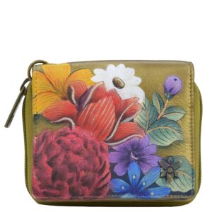 anuschka women’s original hand-painted leather rfid zip organizer wallet