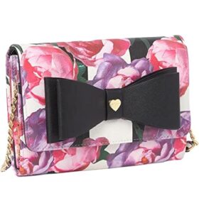 betsey johnson dani floral printed crossbody with bow black floral one size