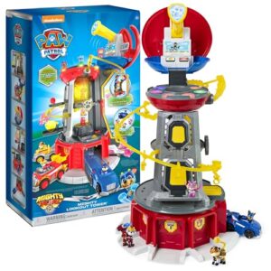 paw patrol, mighty lookout tower with 4 exclusive bonus action figures, toy car, lights and sounds (amazon exclusive), kids toys for ages 3 and up