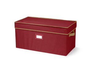 covermates keepsakes - storage box - heavy duty polyester - reinforced handles - id window - indoor storage - closet storage, red