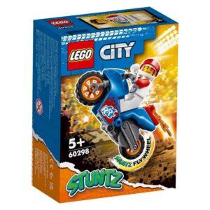 lego 60298 city stuntz rocket stunt bike set with flywheel-powered toy motorbike & rocket racer minifigure, gifts boys and girls 5 plus years old