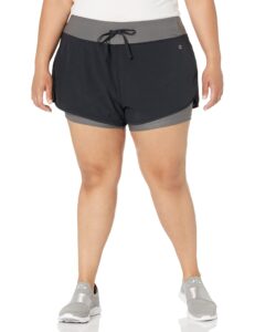 spalding women's active mesh overlay running short, regular and plus size, navy, xl