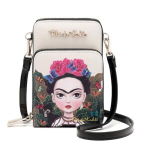 frida kahlo cartoon collection cellphone cross body bag with wrislet (beige)