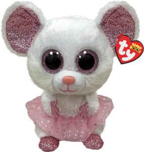 ty 2007519 nina mouse with tutu beanie boo stuffed animal, multicoloured, 15 cm