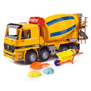 beemo cement mixer toy truck for kids 15" push and go sand construction vehicle for toddlers boys & girls realistic play mixer birthday party gift