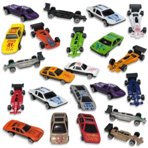 artcreativity 25 pc diecast toy vehicles playset, durable diecast mini racer cars in assorted designs, cool birthday party favors for kids, best birthday gift for boys and girls