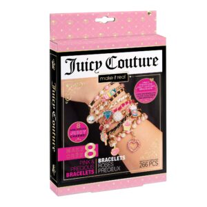 make it real - juicy couture pink and precious bracelets - diy charm bracelet making kit - friendship bracelet kit with charms, beads & cords - arts & crafts bead kit for girls - makes 8 bracelets