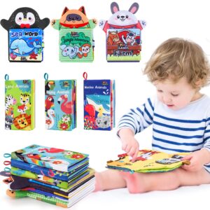 iplay, ilearn soft baby books 1 year old, babies animal cloth book 6-12 month, infant touch feel crinkle book, toddler carseat crib bedtime toy, newborn stocking stuffer gift 9 18m 2 3 yr kid boy girl