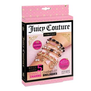 juicy couture mini chains and charms bracelet kit - diy charm & friendship bracelet making set with beads, charms & cords - create 5 bracelets, arts & crafts gift for girls tweens ages 8+