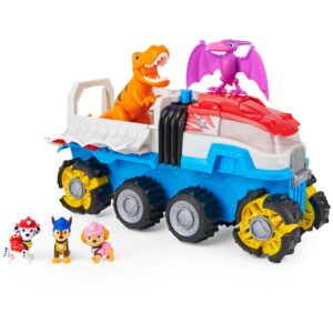 paw patrol, dino patroller motorized vehicle with 3 exclusive bonus action figures and 2 dinosaur toys (amazon exclusive), kids toys for ages 3 and up