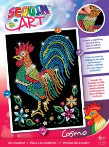 sequin art red rooster cockerel, sparkling arts and crafts kit; creative crafts for adults and kids