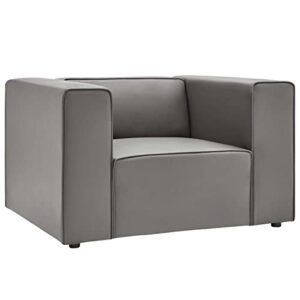 modway mingle vegan leather lounge armchair, gray