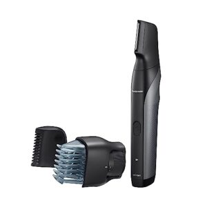 panasonic body groomer for men and women, unisex wet/dry cordless electric body hair trimmer with 2 comb attachments, multi-directional shaving in sensitive areas - er-gk80-s (black)