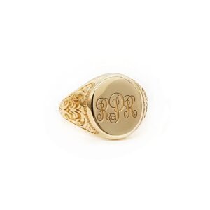 elegant jewel box unisex oval custom signet ring in solid gold 9k, 14k, & 18k, personalized signet ring, custom initial engraved chevalier ring, family gift, rn386