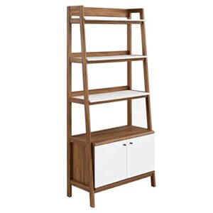 modway bixby display case, 33" bookshelf, walnut white