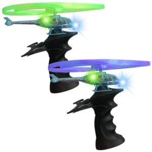 artcreativity light up ripcord helicopters, set of 2, cool flying toys for kids with flashing leds, indoor and outdoor toys for boys and girls, great birthday gift, light up party favors