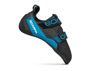 scarpa boostic rock climbing shoes for sport climbing and bouldering - specialized performance for edging and support - black/azure - 9.5-10