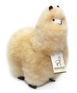 alpacanext llama stuffed animal – 12 inch. cute, soft and cuddly alpaca plush toy handcrafted on real alpaka natural fur (12 inches, beige)