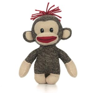 plushland adorable sock monkey, the original traditional hand knitted stuffed animal toy gift-for kids, babies, teens, girls and boys baby doll present puppet 6 inches (curioso)