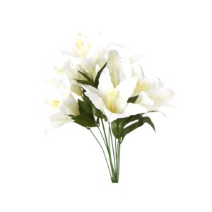 simply elegant 22" artificial white tiger lily bundle (10 flowers) 30 leaves real touch fake flowers for home garden, office, flowers arrangement, wedding centerpiece, diy