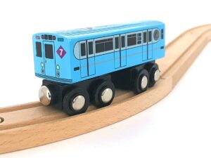 munipals wooden mp01-11bb nyc mta subway 7 train car world's fair express bluebird r33wf