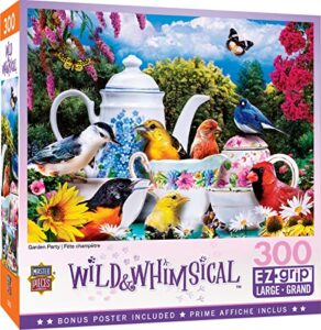 masterpieces 300 piece ez grip jigsaw puzzle - garden party - 18"x24"