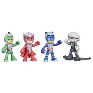 pj masks flight time mission action figure set, preschool toy for kids ages 3 and up, includes 4 action figures and 1 accessory