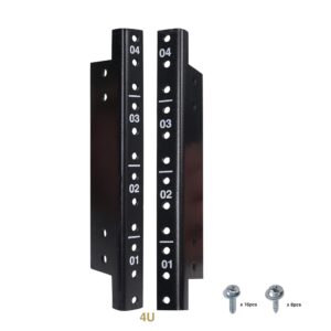 sound town 2-pack 4u steel rack rails, with black powder coated finish and screws (st-rr-04u)