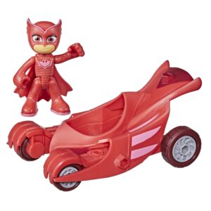 pj masks owl glider preschool toy, owlette car with owlette action figure for kids ages 3 and up