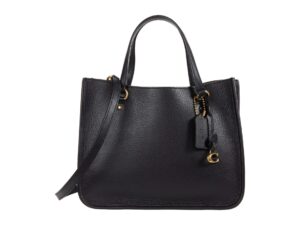 coach polished pebble leather tyler carryall 28 b4/black one size