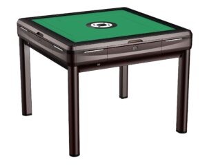 tryho 宣和电动麻将桌 dark brown walnut simple style 4-legged automatic mahjong table with 40mm numbered tiles (green+blue) hard tabletop cover all style fit no more shuffling,more rounds