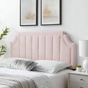 modway alyona channel tufted performance velvet full/queen headboard in pink