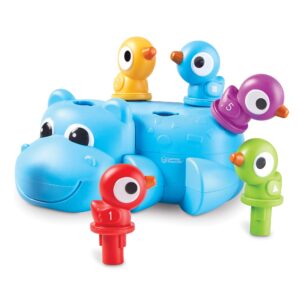 learning resources huey the fine motor hippo, fine motor toy for toddlers, develops counting and color recognition, educational toys for toddlers, 7 pieces, ages 18 mos+