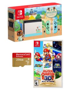 switch bundle newest nintendo switch game bundle: animal crossing-new horizons edition, super mario 3d all-stars ;woov micro sd 256 gb