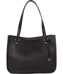 coach polished pebble leather tyler carryall b4/black one size