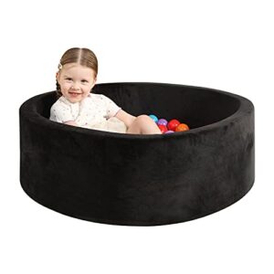 trendbox foam ball pit for toddlers, 35 inch soft baby ball pit with washable velvet cover (balls not included)-black