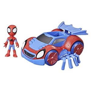 spidey and his amazing friends marvel change 'n go web-crawler and spidey action figure, 2-in-1 vehicle, 4-inch , for kids ages 3 and up