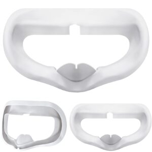 3 pieces eye silicone cover silicone face covering compatible with oculus quest 2 sweatproof lightproof leakproof (white)