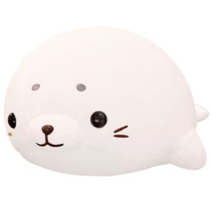 cazoyee soft seal plush,cute seal stuffed animal,chubby snuggle seal sea animal plush pillow,cuddly gift for kids children baby girls boys toddlers,creative plush seal decoration,19.6”