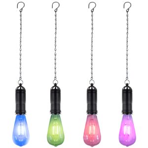 origarden hanging solar lights outdoor garden-decor - exterior outdoor lights decorative lights for christmas holidays parties,blue green purple orange decorative solar lights (4 pack, 4 color)