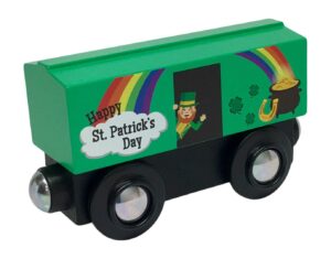 choo choo track & toy co. st. patrick's day boxcar wooden train