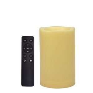 1 pack waterproof outdoor flameless candle with remote large 4” x 6” battery operated electric led pillar candle for gift home décor party wedding supplies garden halloween christmas decoration