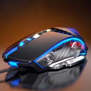 censprin gaming mouse usb wired rgb backlit silent click gamer mouse with 4 adjustable dpi up to 3200, comfortable grip ergonomic optical gaming mice for laptop pc gamer computer desktop