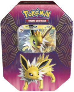 card gamepokemon tcg: elemental power tin featuring jolteon-gx